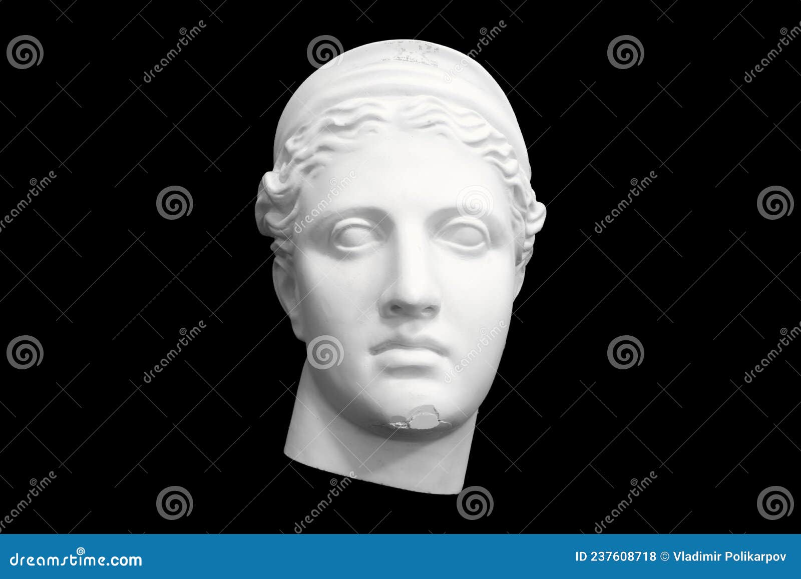 Bust Head of a Woman Made of Plaster Cast Isolated on Black Background ...