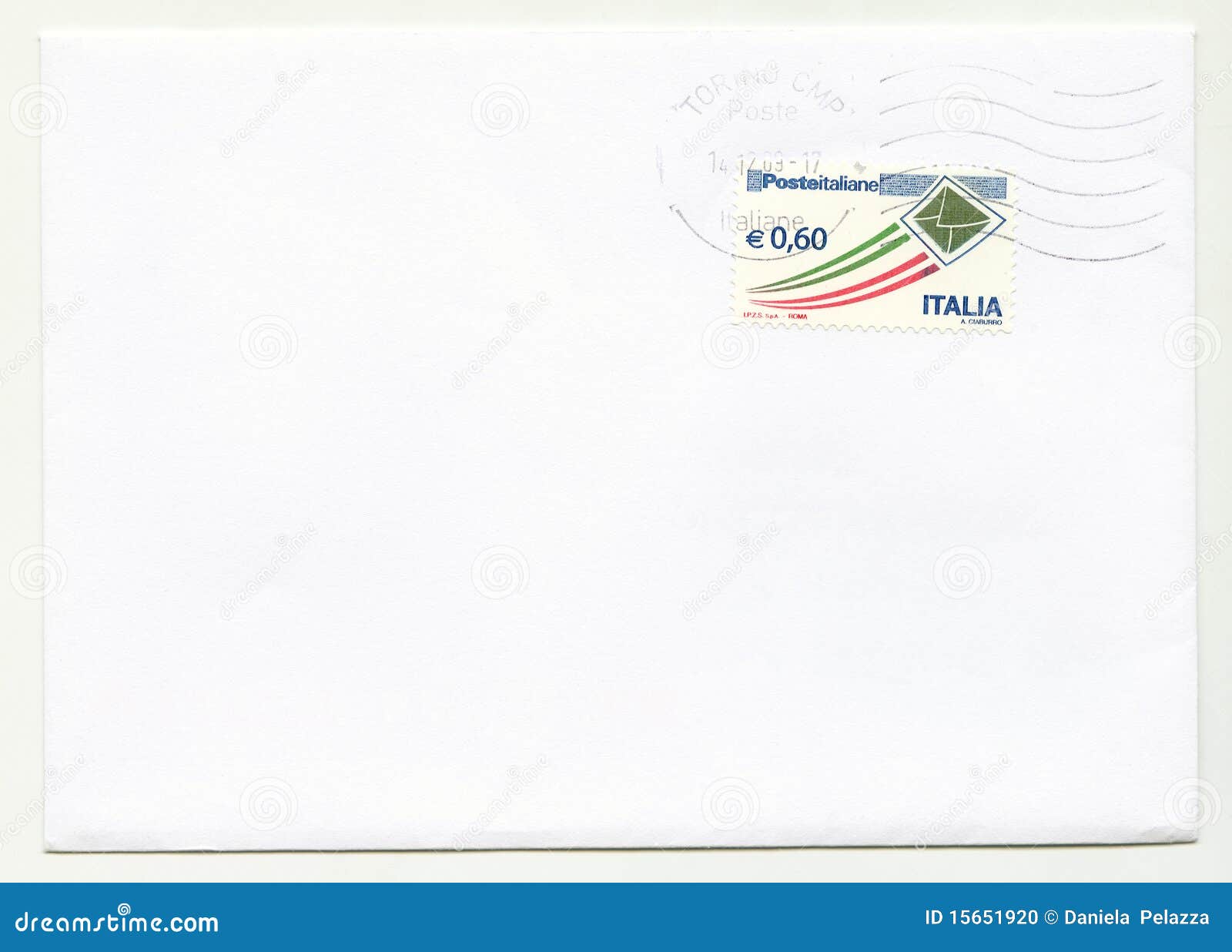 Busta in Bianco Con Il Bollo Dall'Italia Immagine Editoriale - Immagine ...