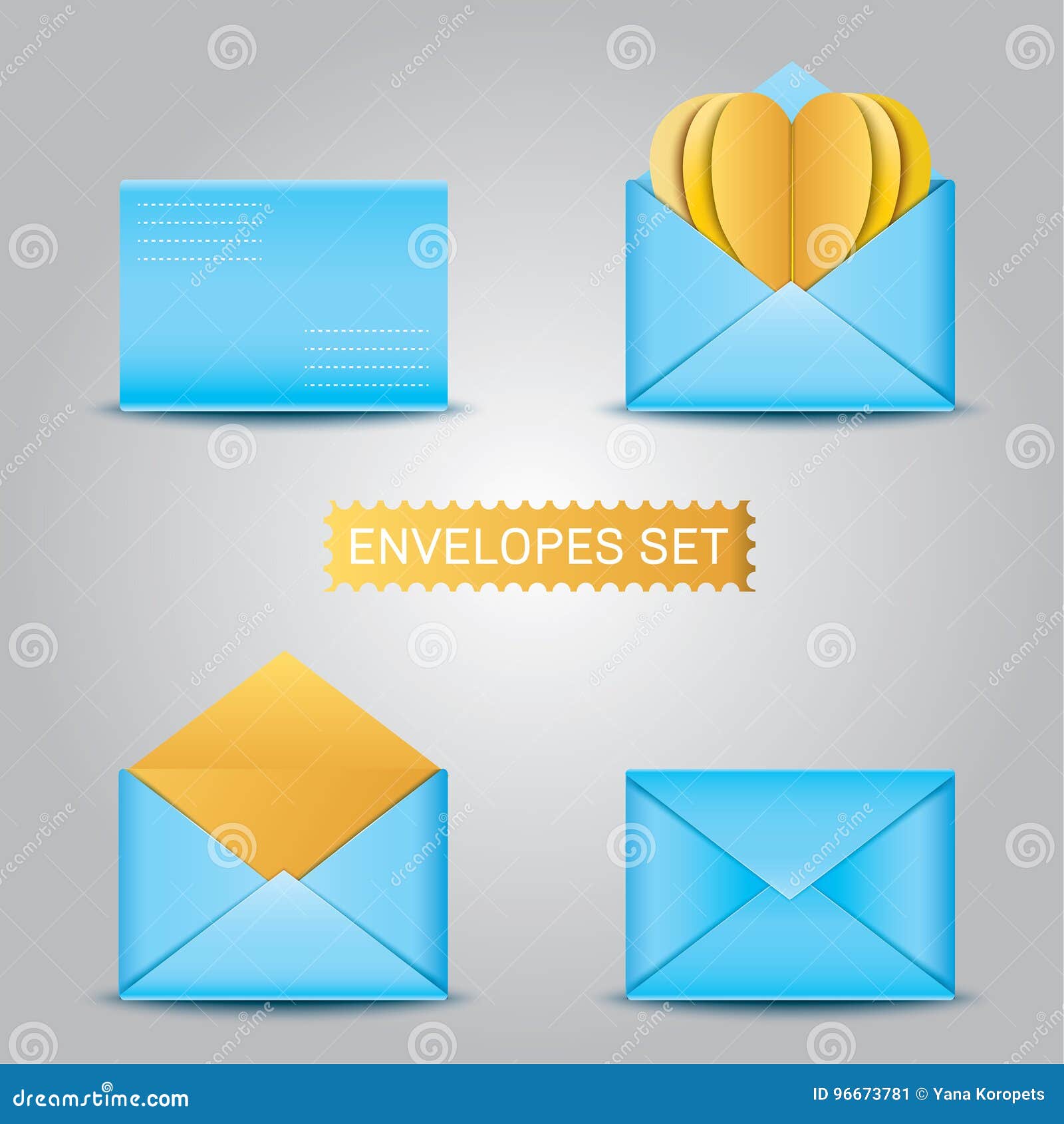 Buste Blu Stabilite Busta Aperta E Chiusa Illustrazione Vettoriale ...