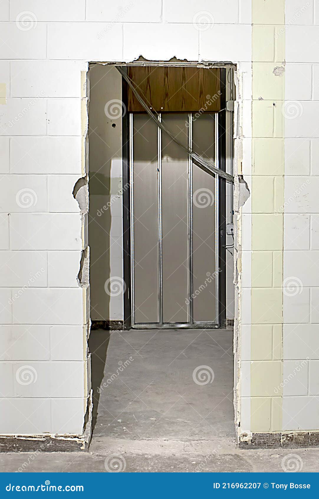 Busted Door in Concrete Wall Stock Image - Image of wall, demolition ...