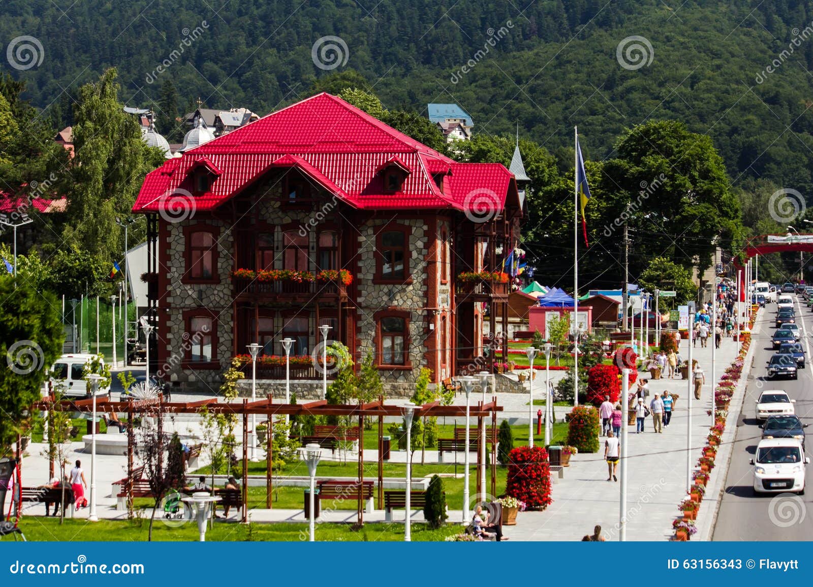 Busteni City Hall editorial stock photo. Image of summer - 63156343