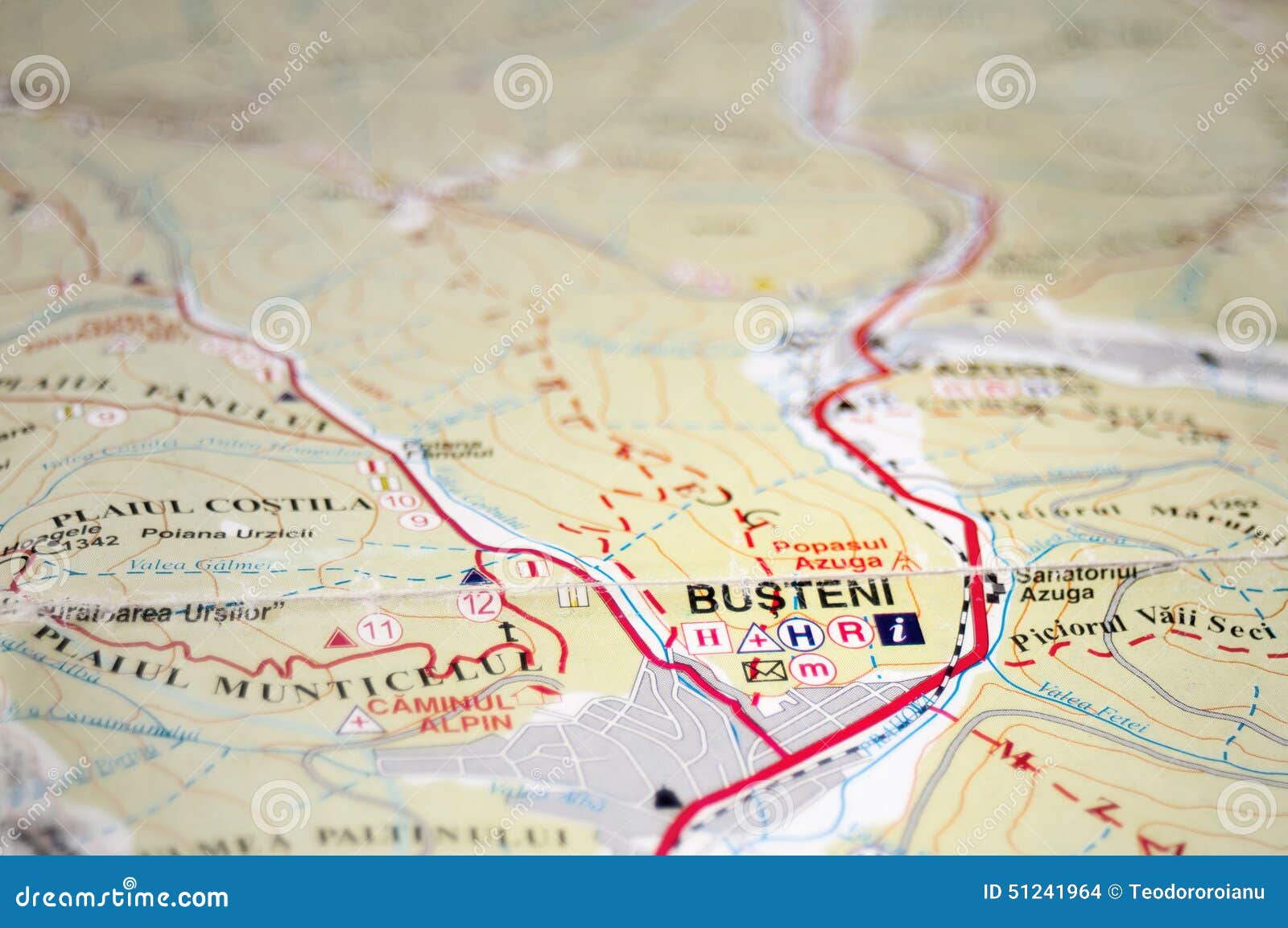 Busteni resort on map stock photo. Image of switches - 51241964