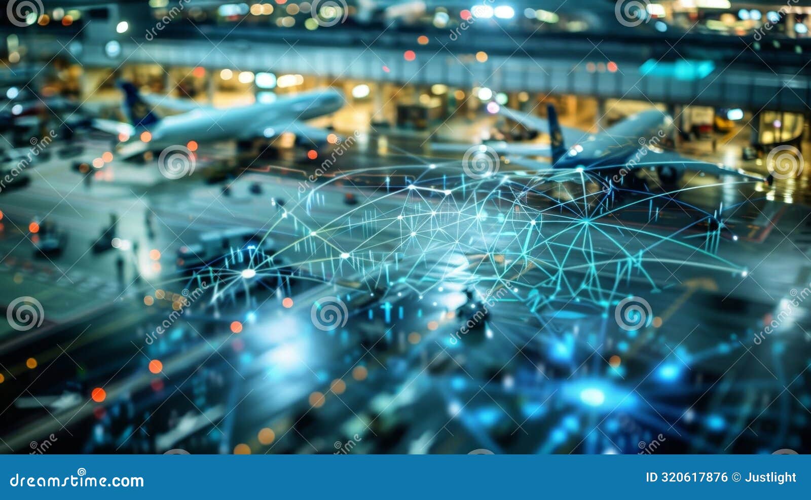 A Bustling Airport Where an AIpowered Air Traffic Control System ...