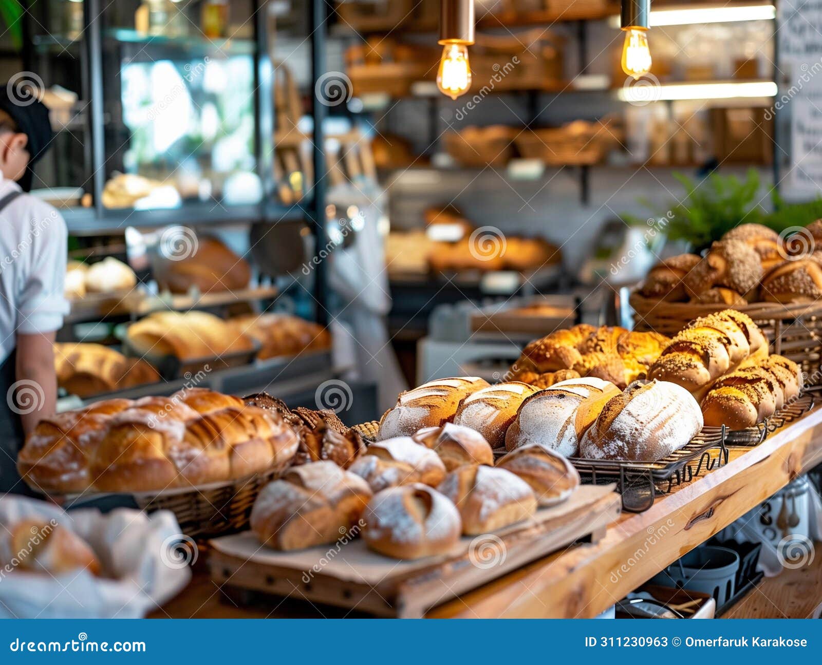 A Bustling Bakery with an Array of Freshly Baked Breads and Pastries ...