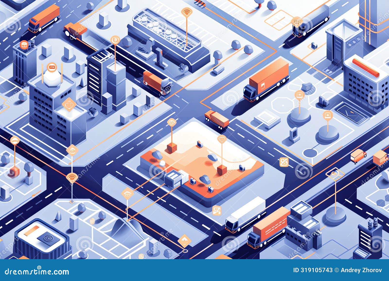 A Bustling City Filled with an Array of Buildings and a Network of ...