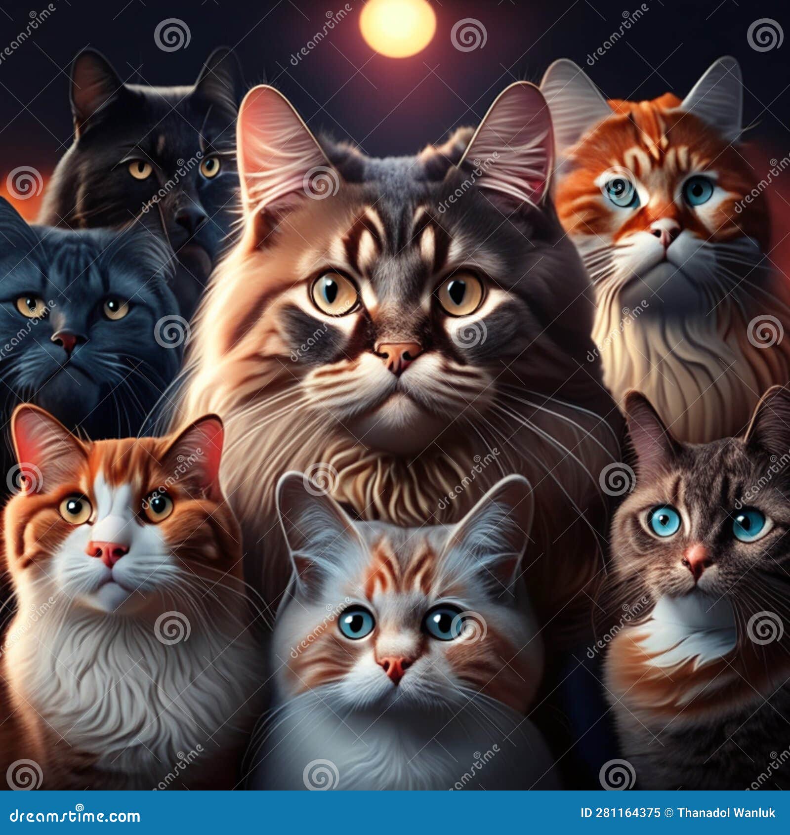 In a Bustling Environment, Imagine a Multitude of Cats Going about ...