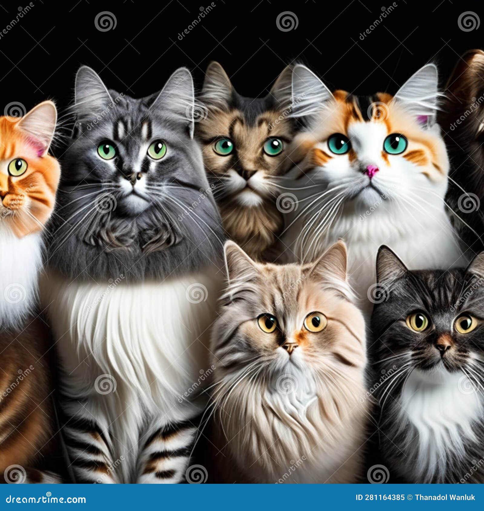 In a Bustling Environment, Imagine a Multitude of Cats Going about ...