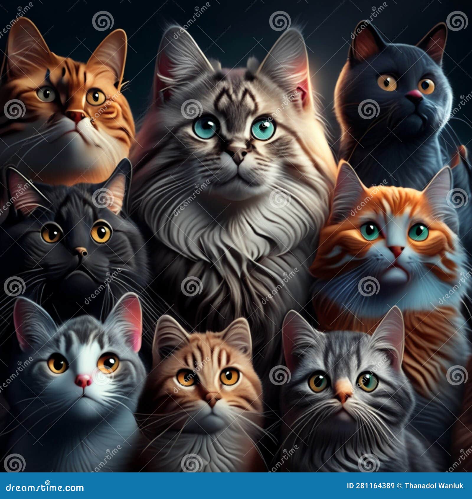 In a Bustling Environment, Imagine a Multitude of Cats Going about ...