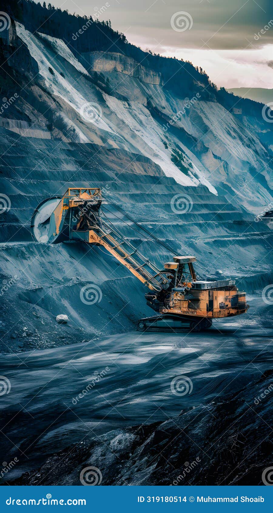 Bustling Mining Site With Rugged Terrain, Heavy Machinery, And Steep ...