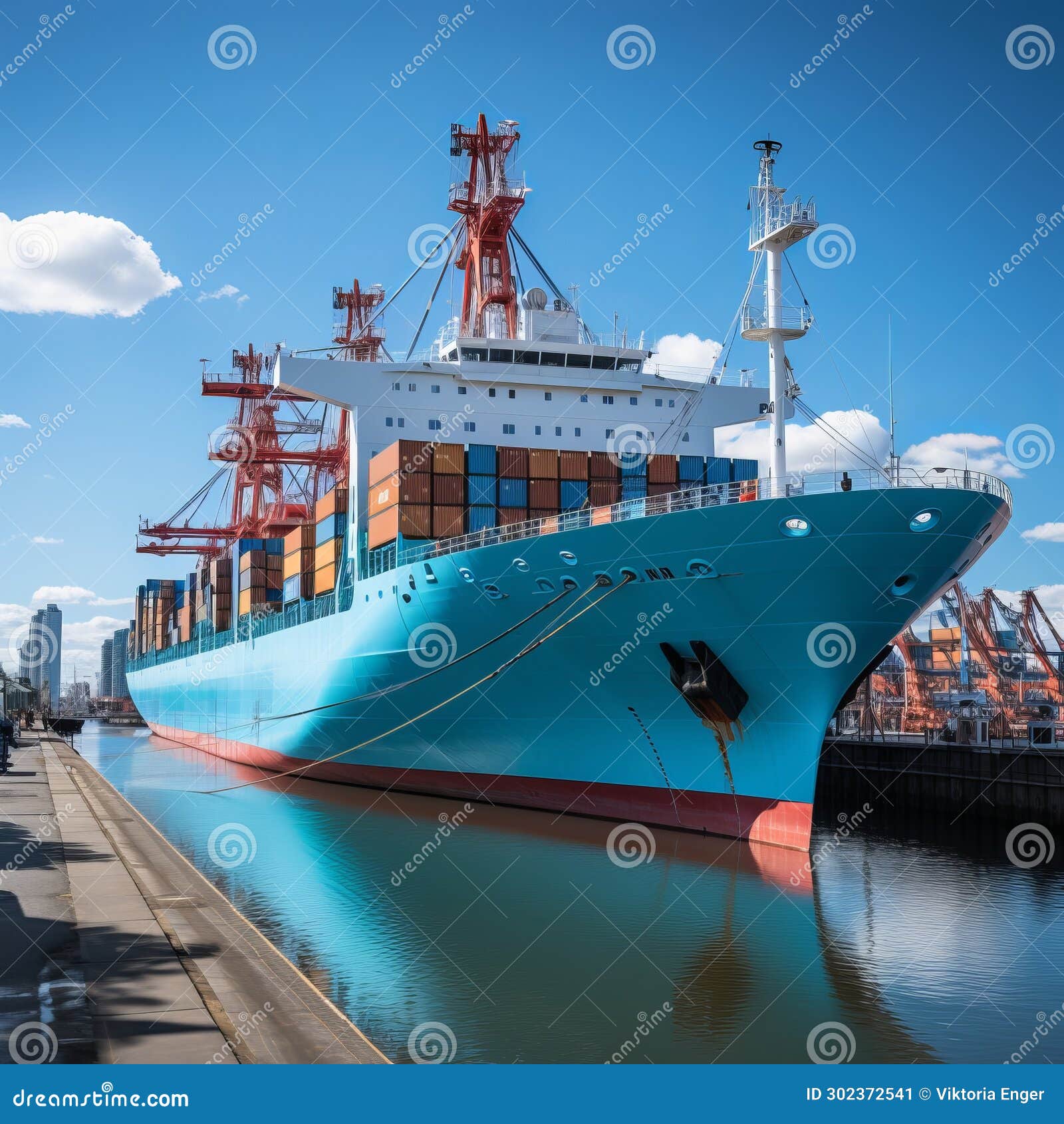 Bustling Port Stacked Shipping Containers on Transport Ship, Ample ...