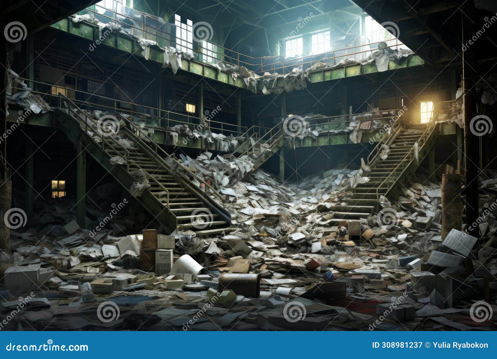 Bustling Recycling Factory Day. Generate Ai Stock Illustration ...