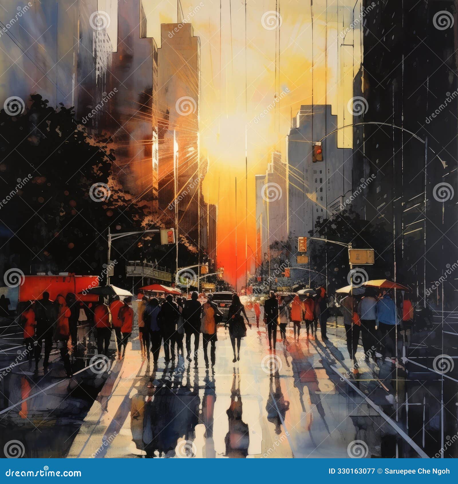 A Bustling Scene Depicts Villagers Evacuating Under A Fiery Volcanic ...