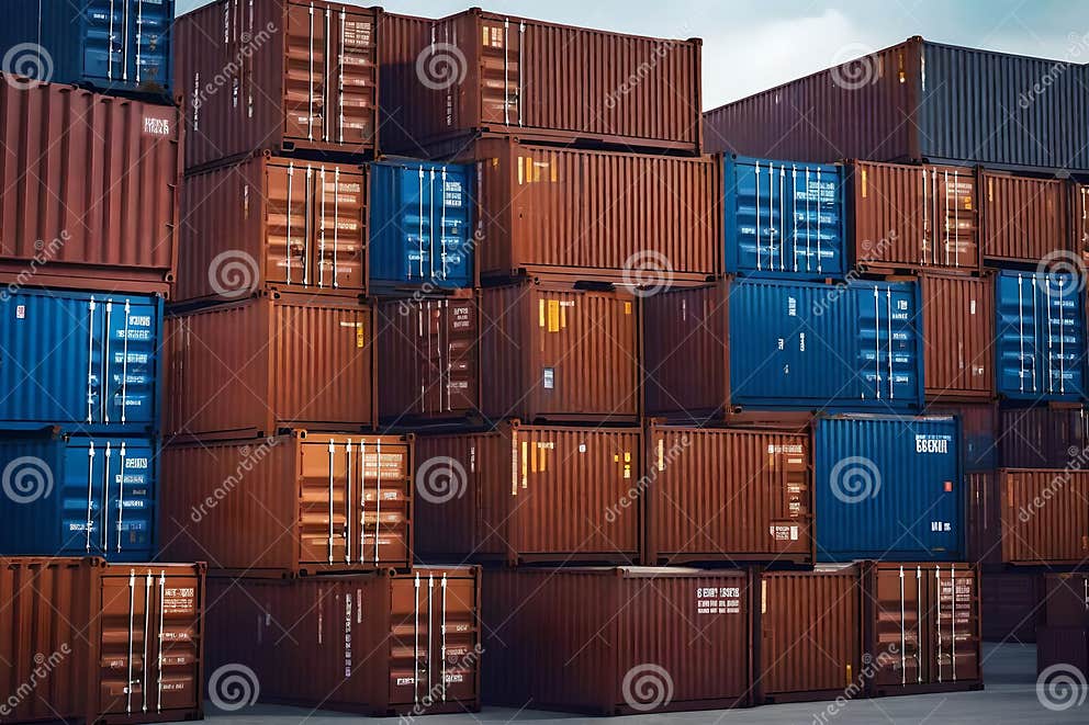 Bustling Seaport Filled with a Vast Array of Containers and Active ...