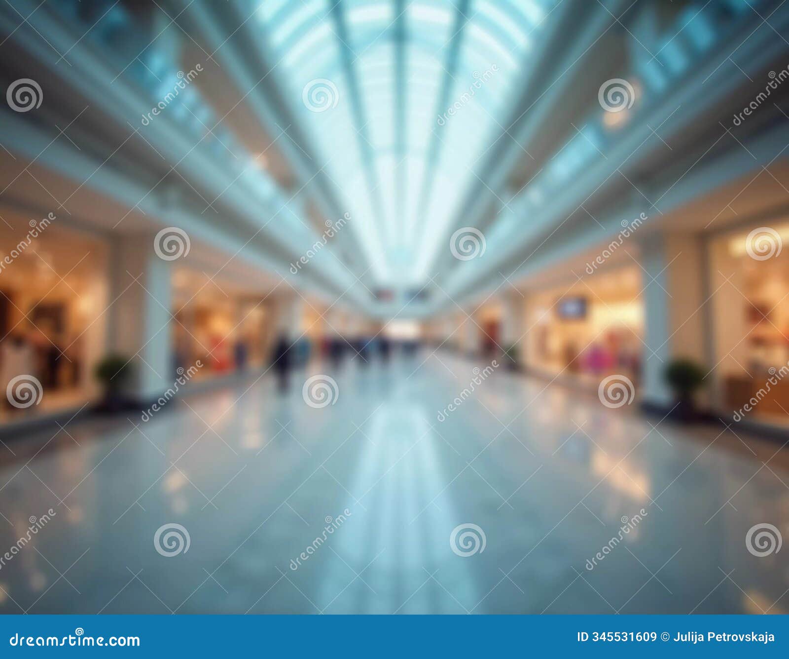 A Bustling Shopping Mall Features a Spacious, Bright Corridor Filled ...