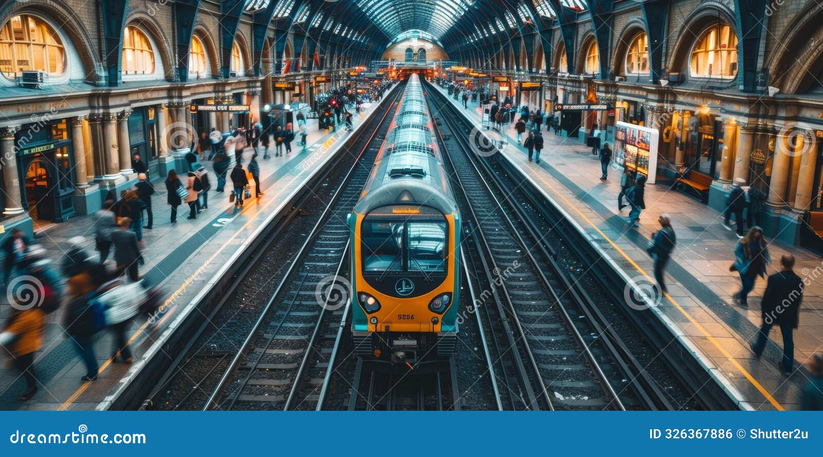 A Bustling Train Station with Commuters Rushing To Catch Their Trains ...