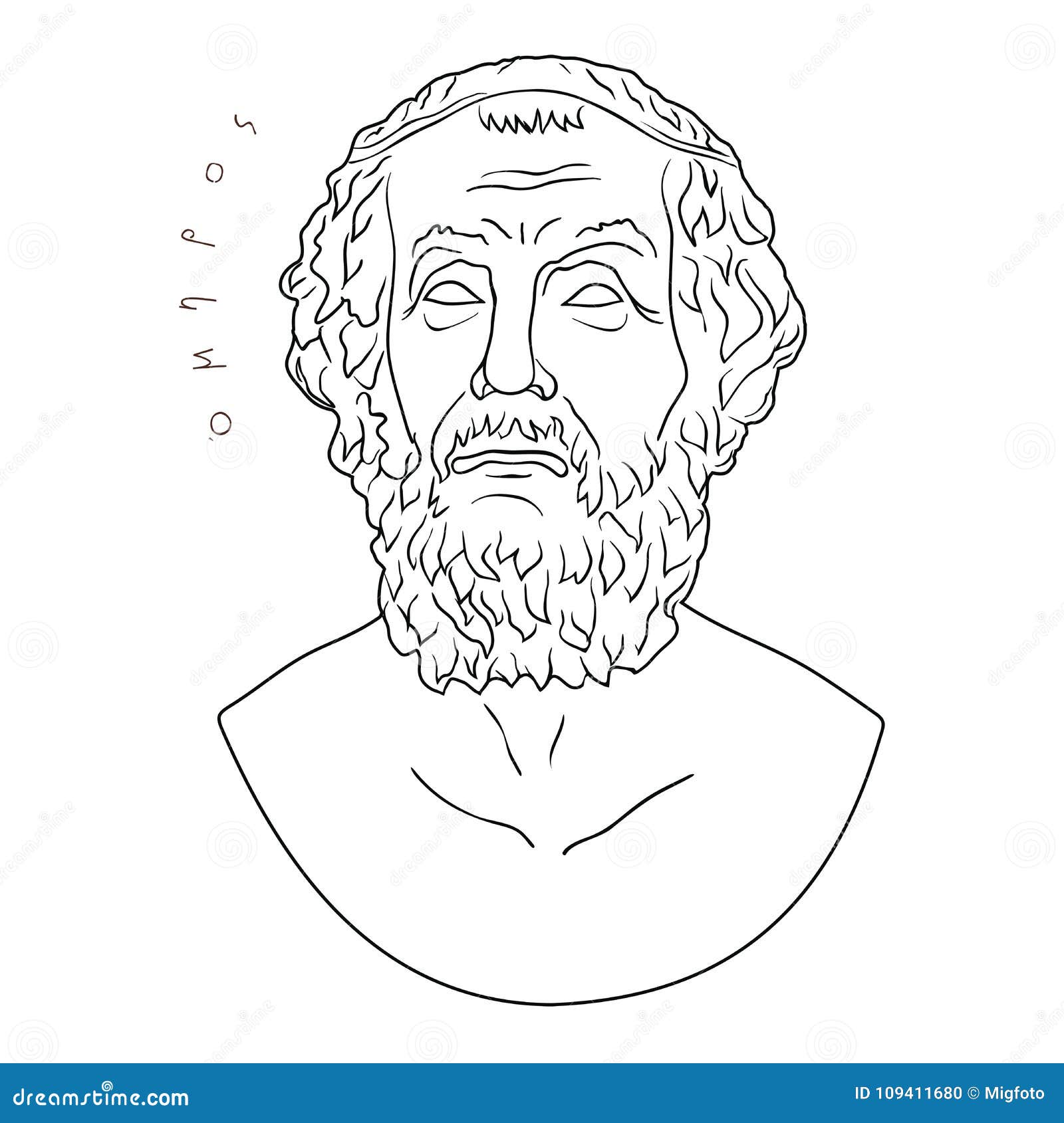 Busto Del Poeta Griego Homer Ilustración del Vector - Ilustración de ...