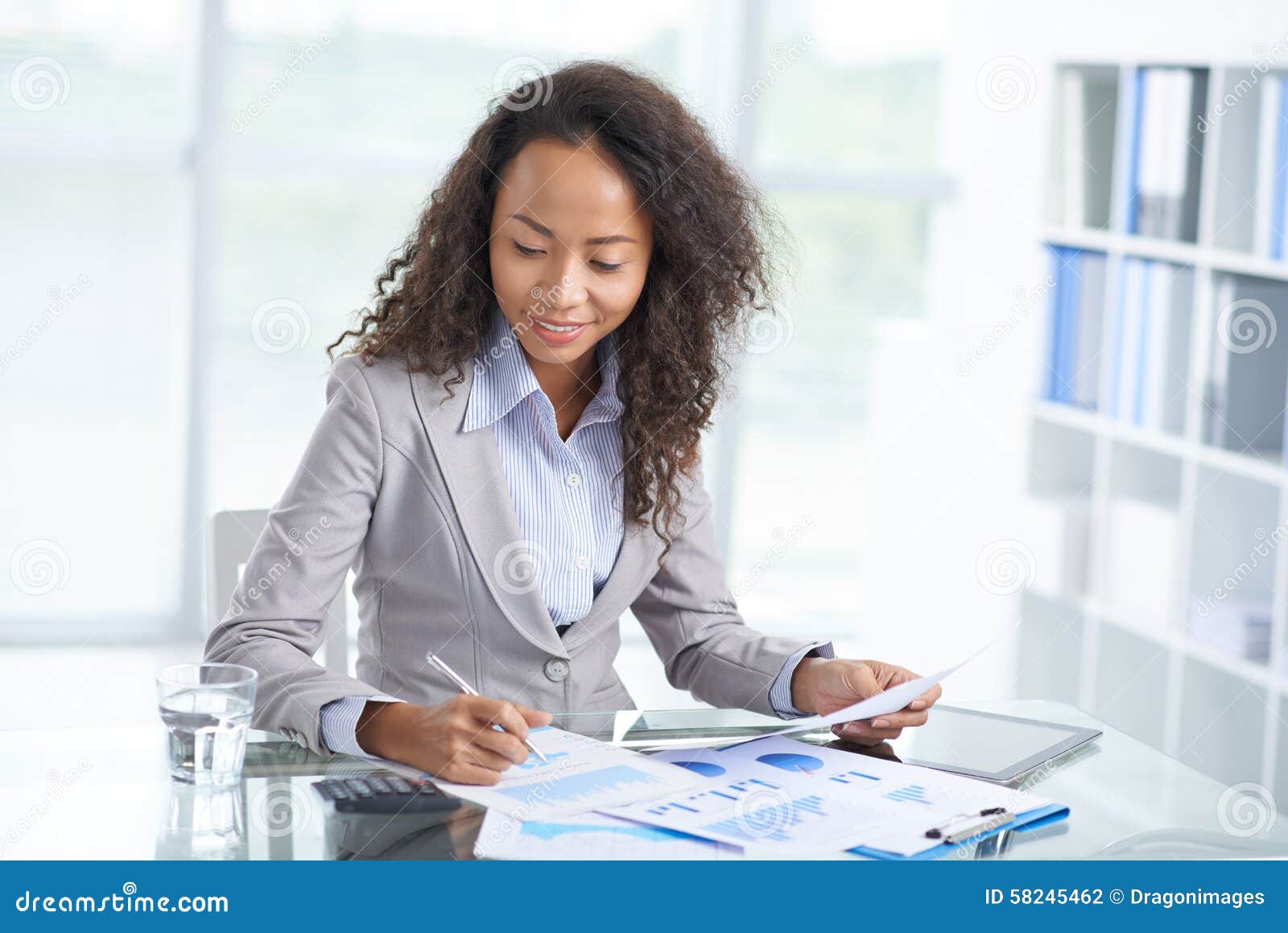 Busy with accounting stock photo. Image of asian, woman - 58245462