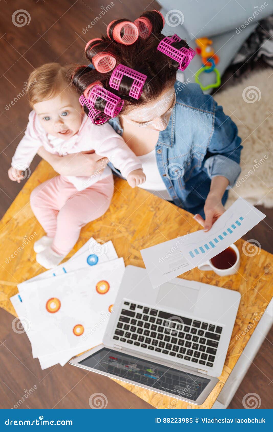 Busy Active Mom Doing Many Things at the Same Time Stock Image - Image ...