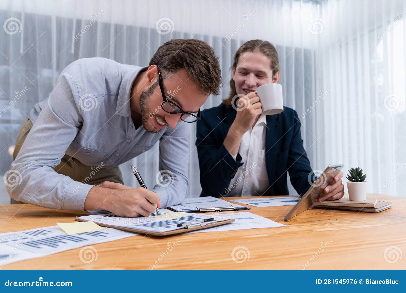 Busy Analyst Team in Office Analyzing Financial Data Analysis. Entity ...