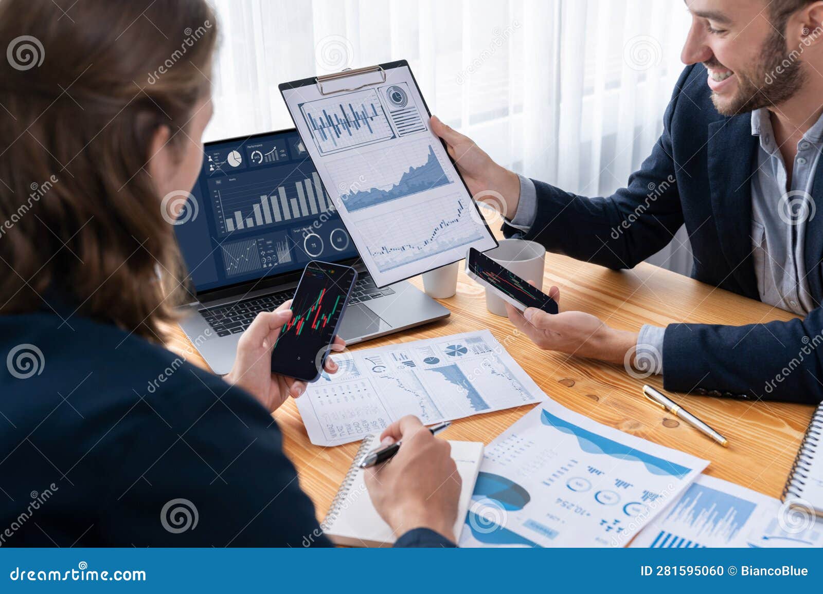 Busy Analyst Team in Office Analyzing Financial Data Analysis. Entity ...