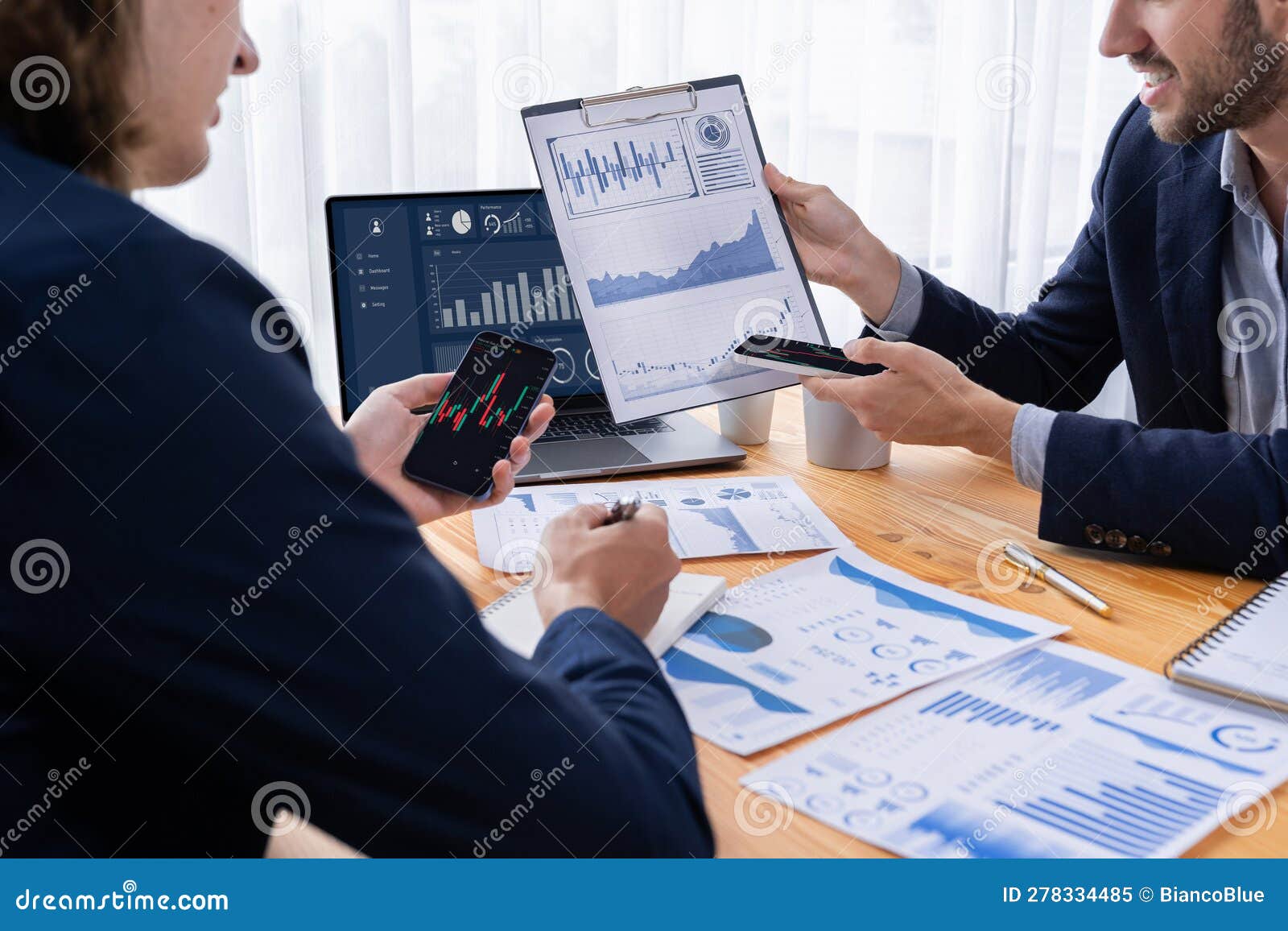 Busy Analyst Team in Office Analyzing Financial Data Analysis. Entity ...