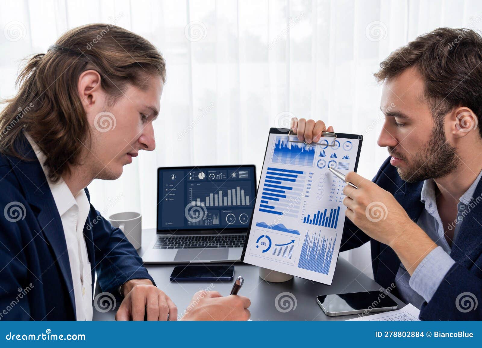 Busy Analyst Team in Office Analyzing Financial Data Analysis. Entity ...