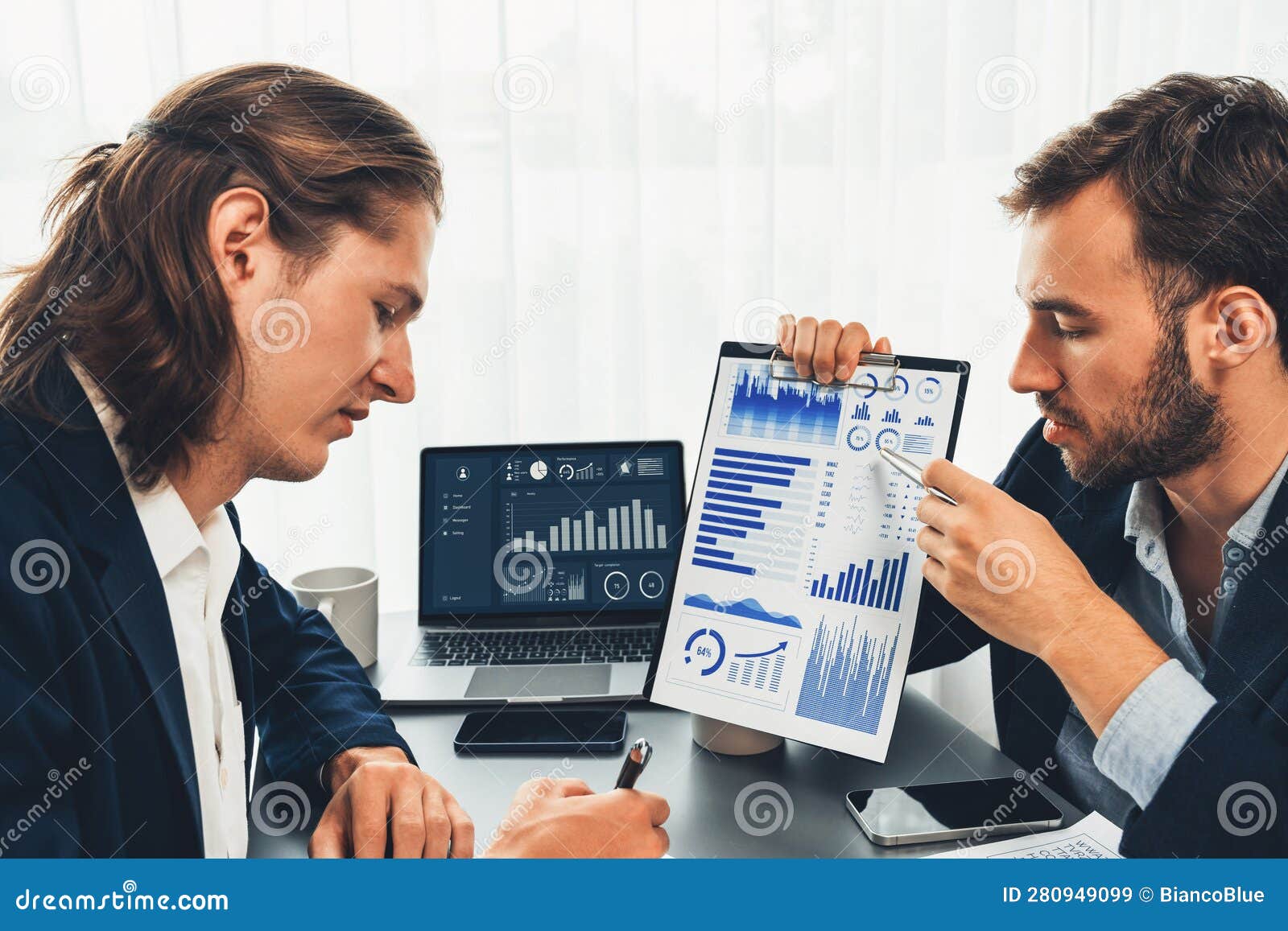 Busy Analyst Team in Office Analyzing Financial Data Analysis. Entity ...