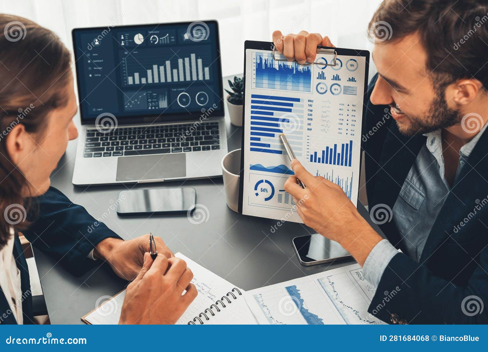 Busy Analyst Team in Office Analyzing Financial Data Analysis. Entity ...