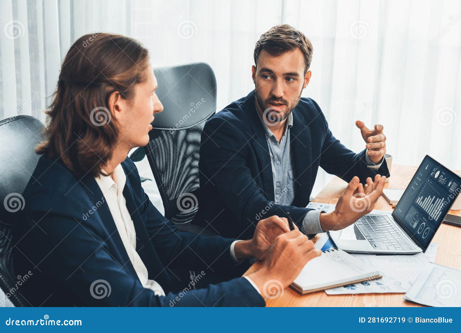 Busy Analyst Team in Office Analyzing Financial Data Analysis. Entity ...