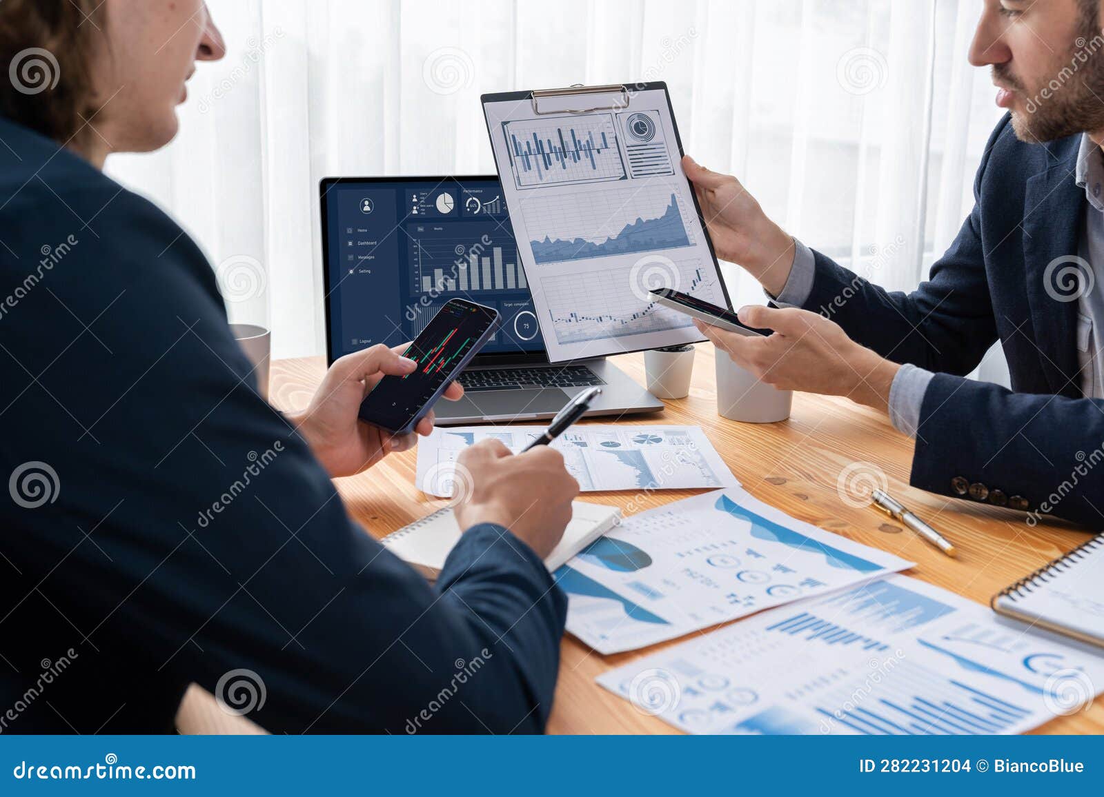 Busy Analyst Team in Office Analyzing Financial Data Analysis. Entity ...