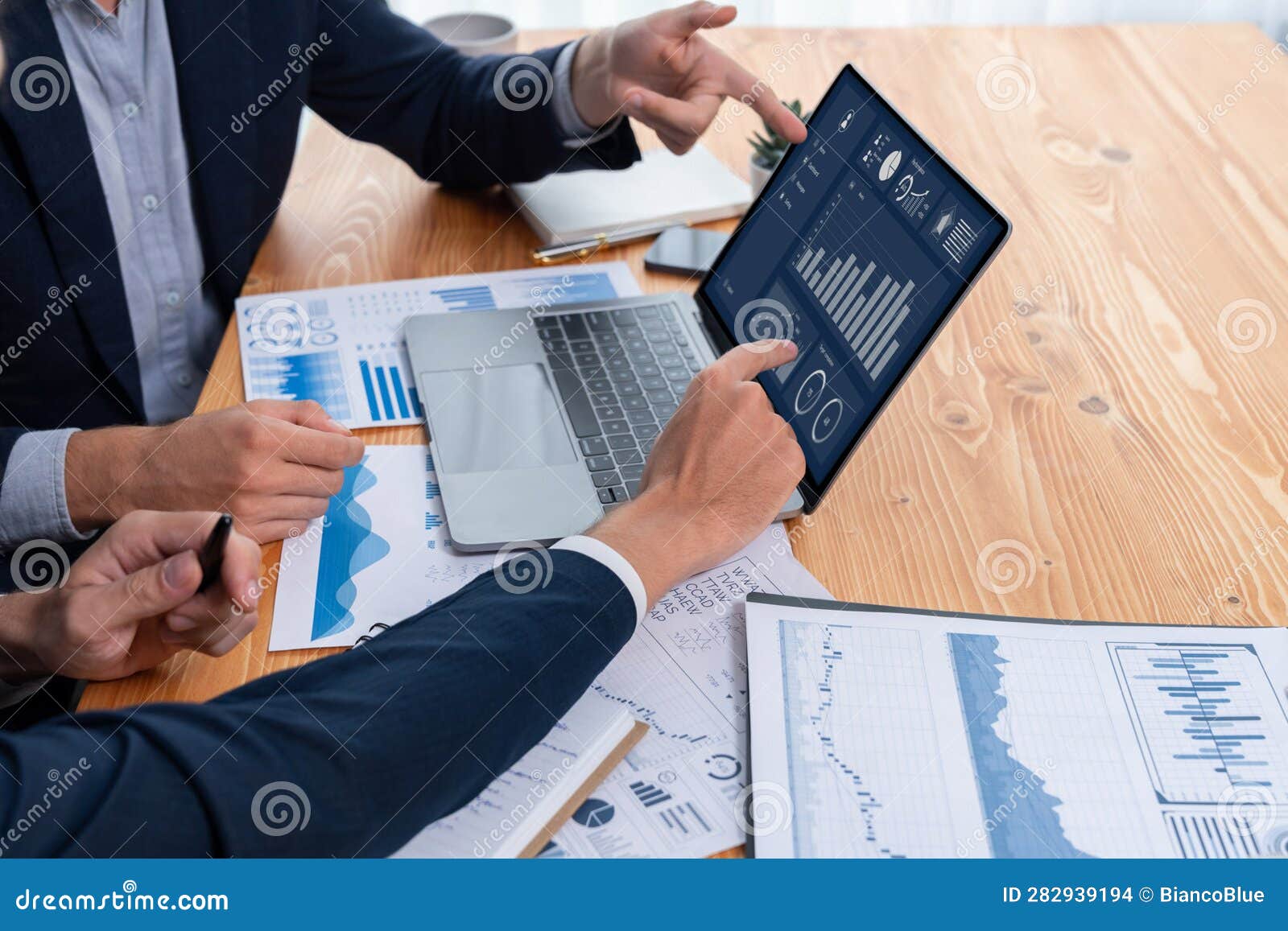 Busy Analyst Team in Office Analyzing Financial Data Analysis. Entity ...