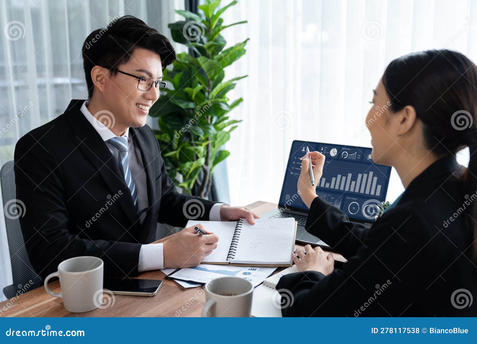 Busy Analyst Team in Office Discuss Data Analysis and Marketing ...