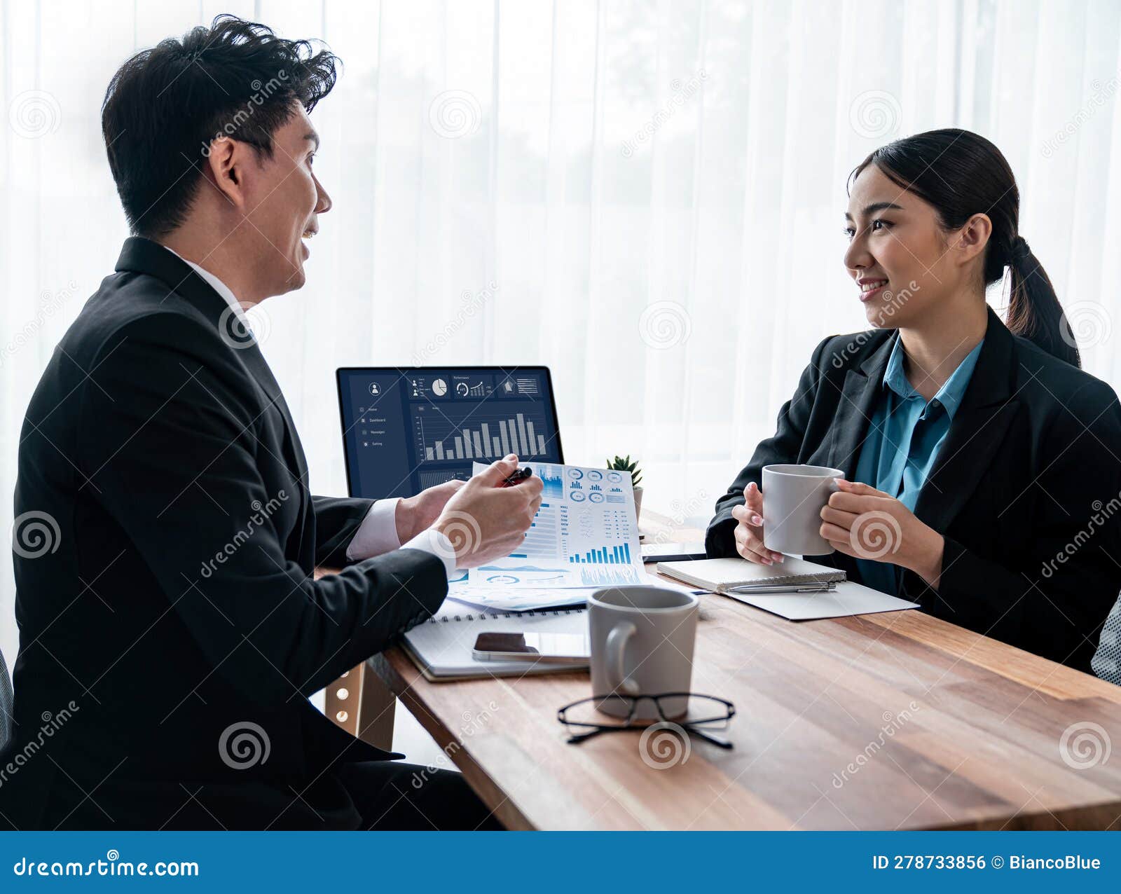 Busy Analyst Team in Office Discuss Data Analysis and Marketing ...