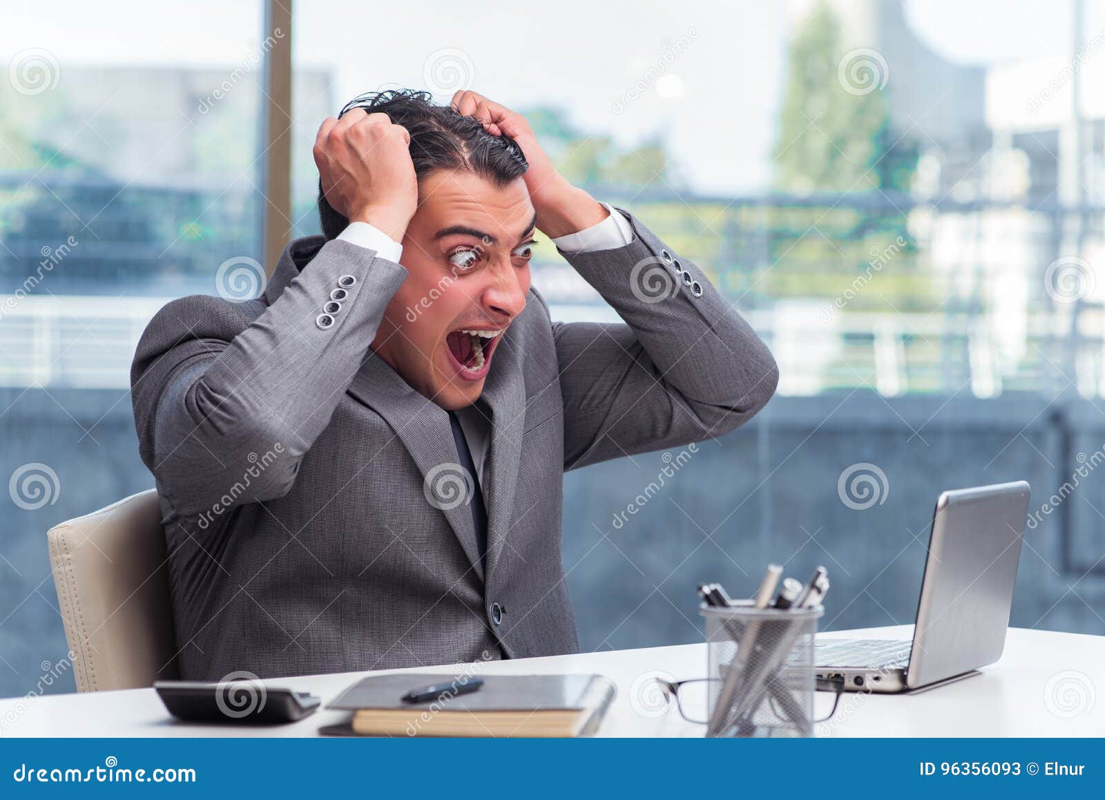 The Busy Angry Businessman with Heaps of Paper Stock Image - Image of ...