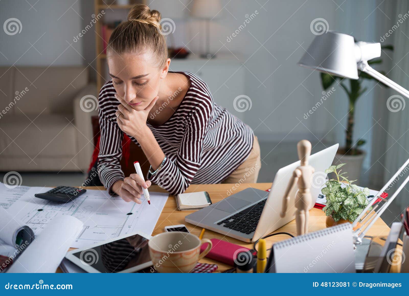 Busy architect stock image. Image of designer, planning - 48123081