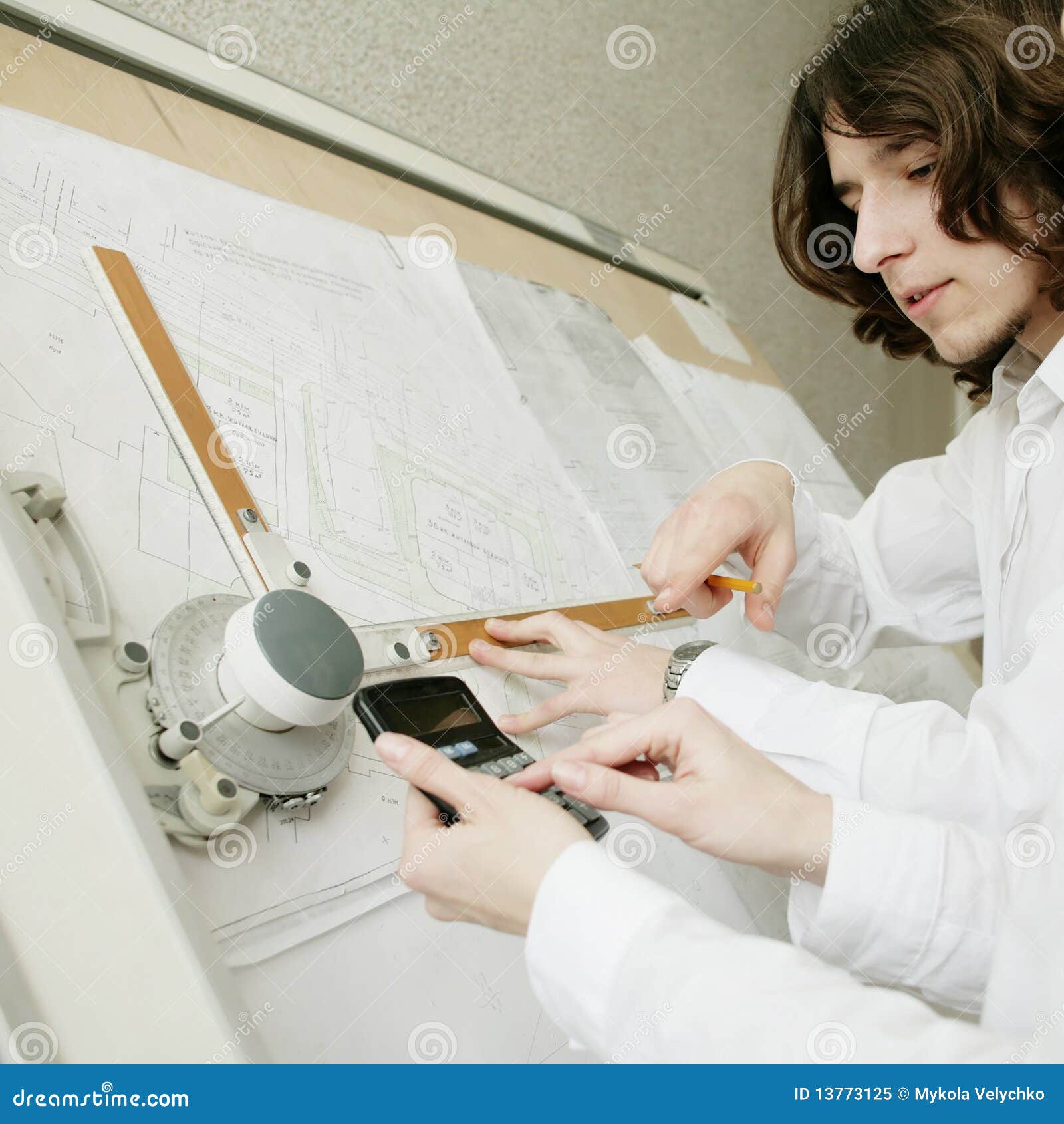 Busy architects stock image. Image of engineer, drawing - 13773125