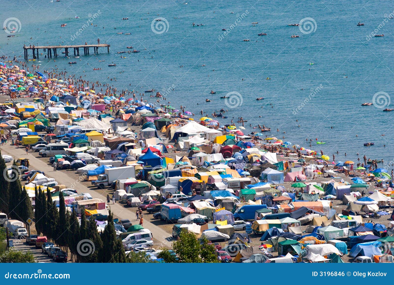 Busy beach stock photo. Image of destination, vacation - 3196846