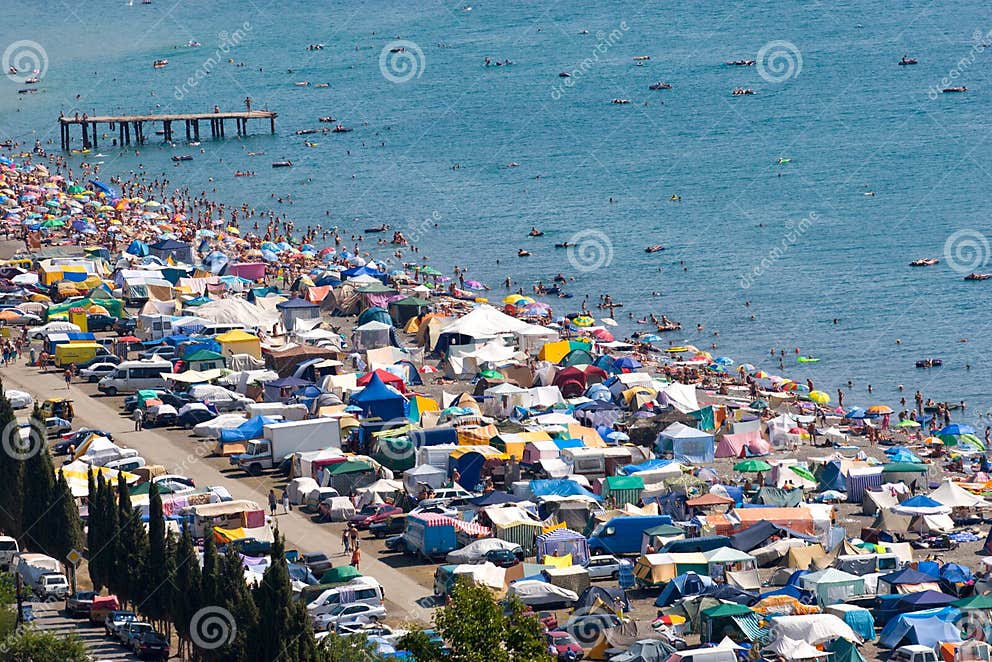 Busy beach stock photo. Image of destination, vacation - 3196846