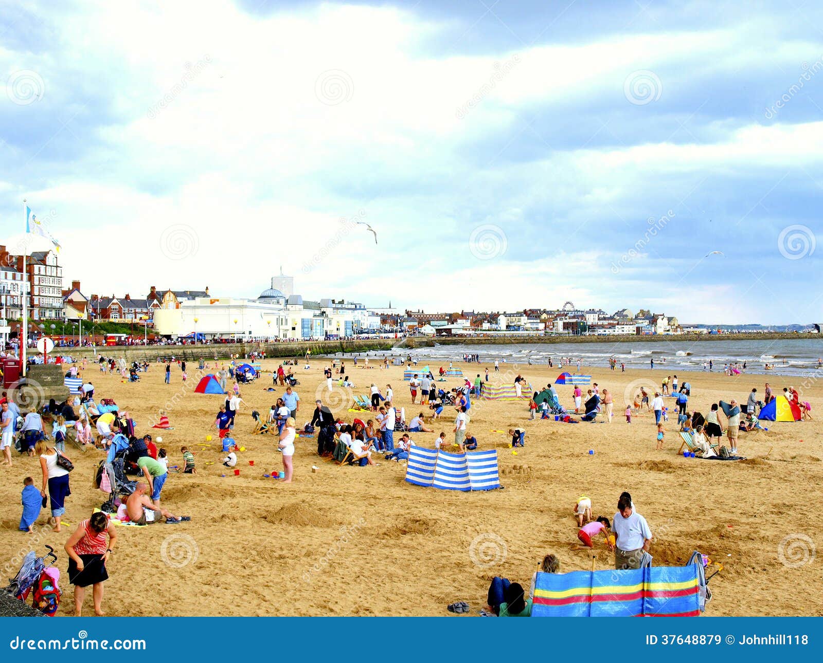 Busy Beach And Town, Bridlington,Yorkshire; Editorial Stock Image ...