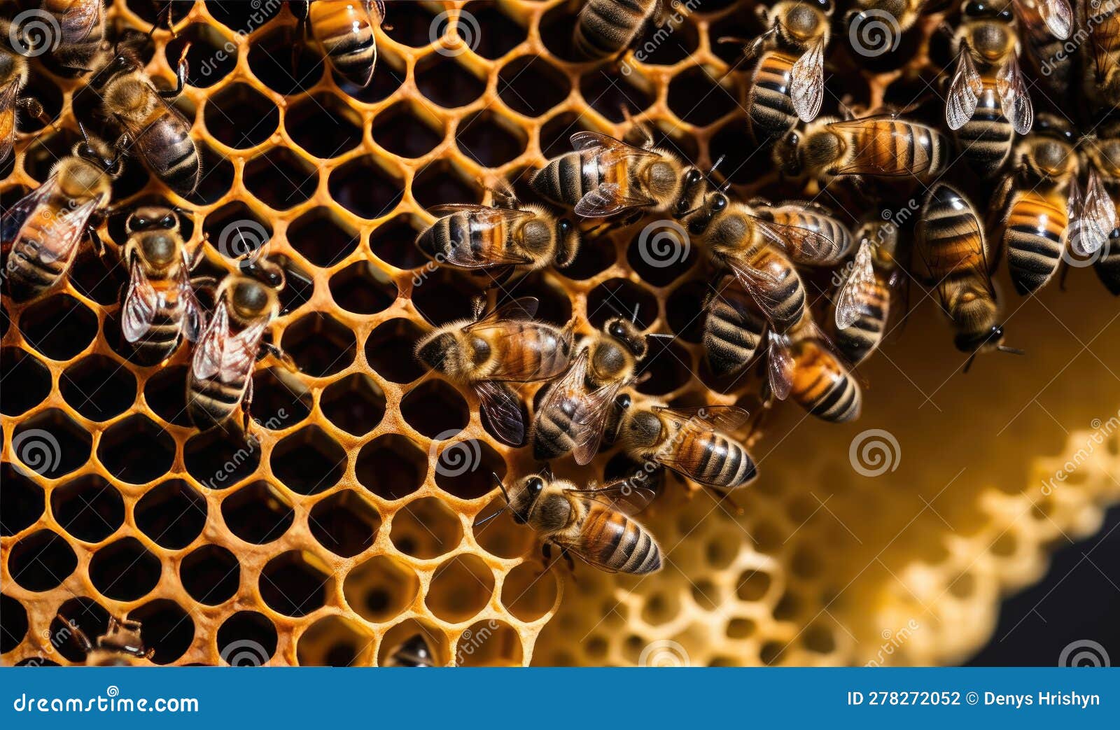 Busy Bees Diligently Build Honeycomb, Masterpiece of Teamwork and ...