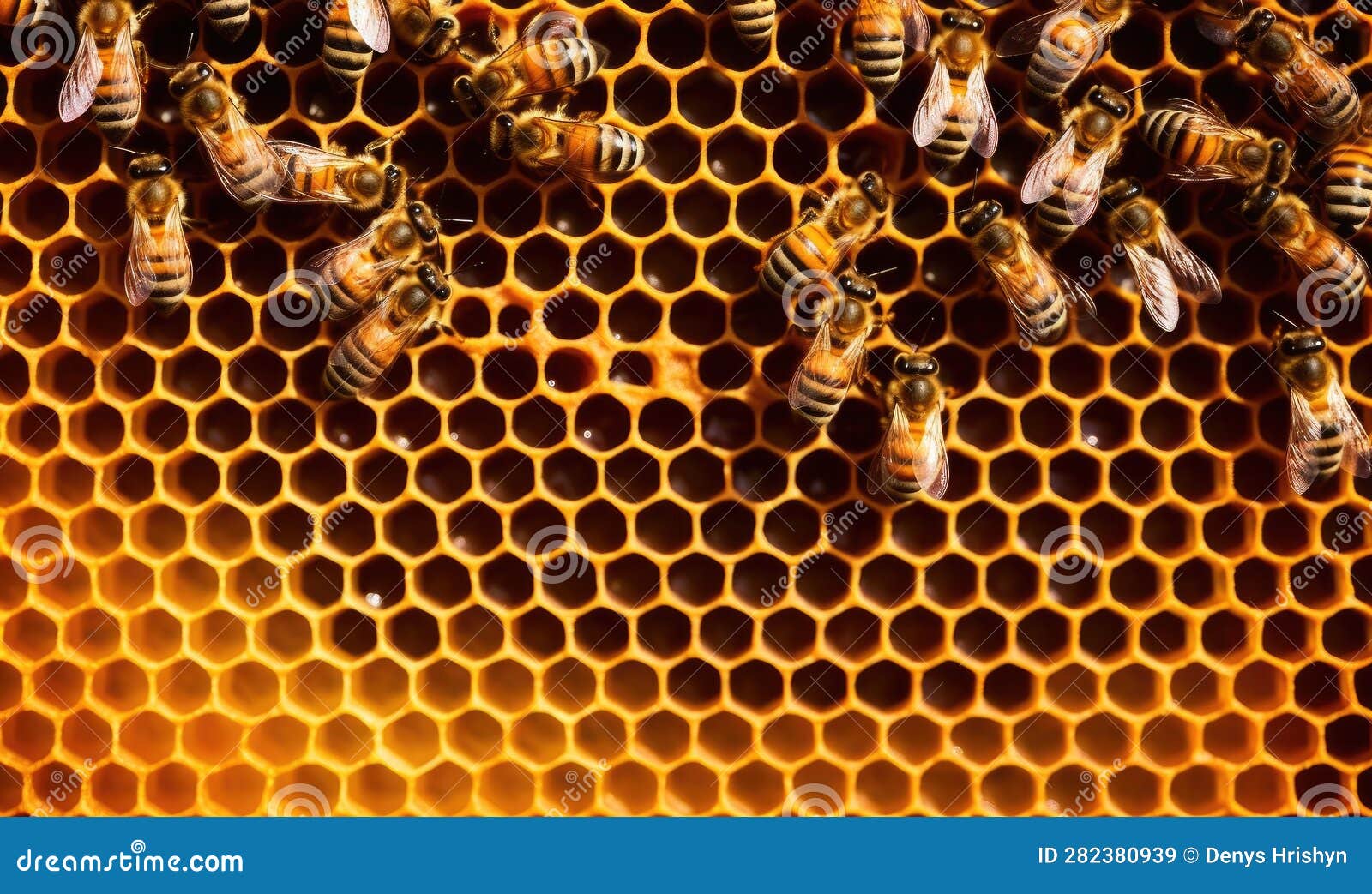 Busy Bees Diligently Build Honeycomb, a Masterpiece of Teamwork and ...