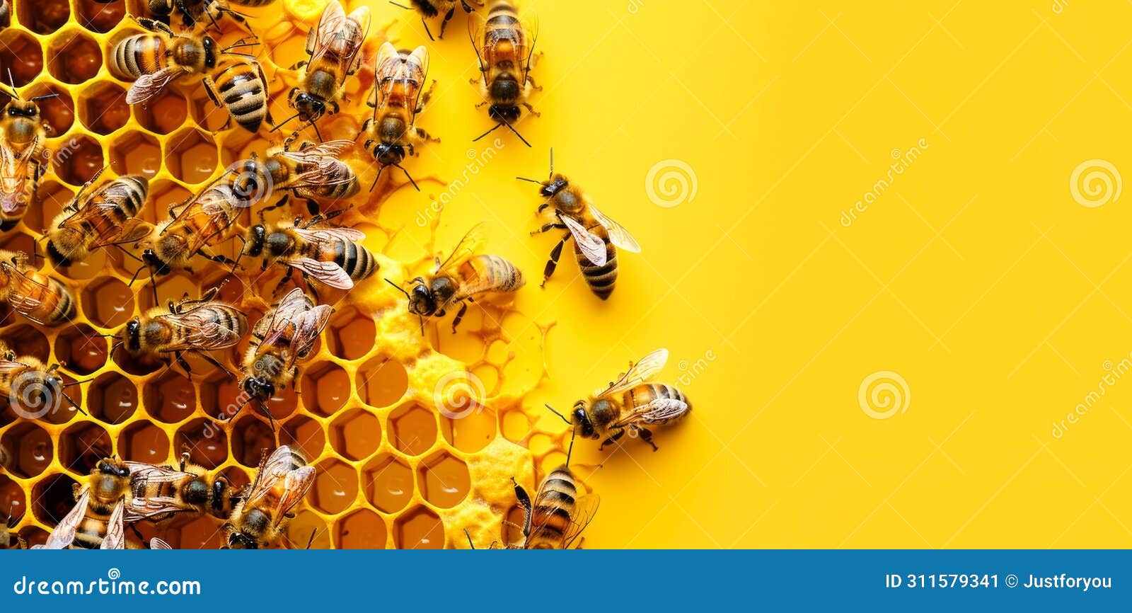 Busy Bees at Work in Honeycomb. Generative Ai Stock Illustration ...