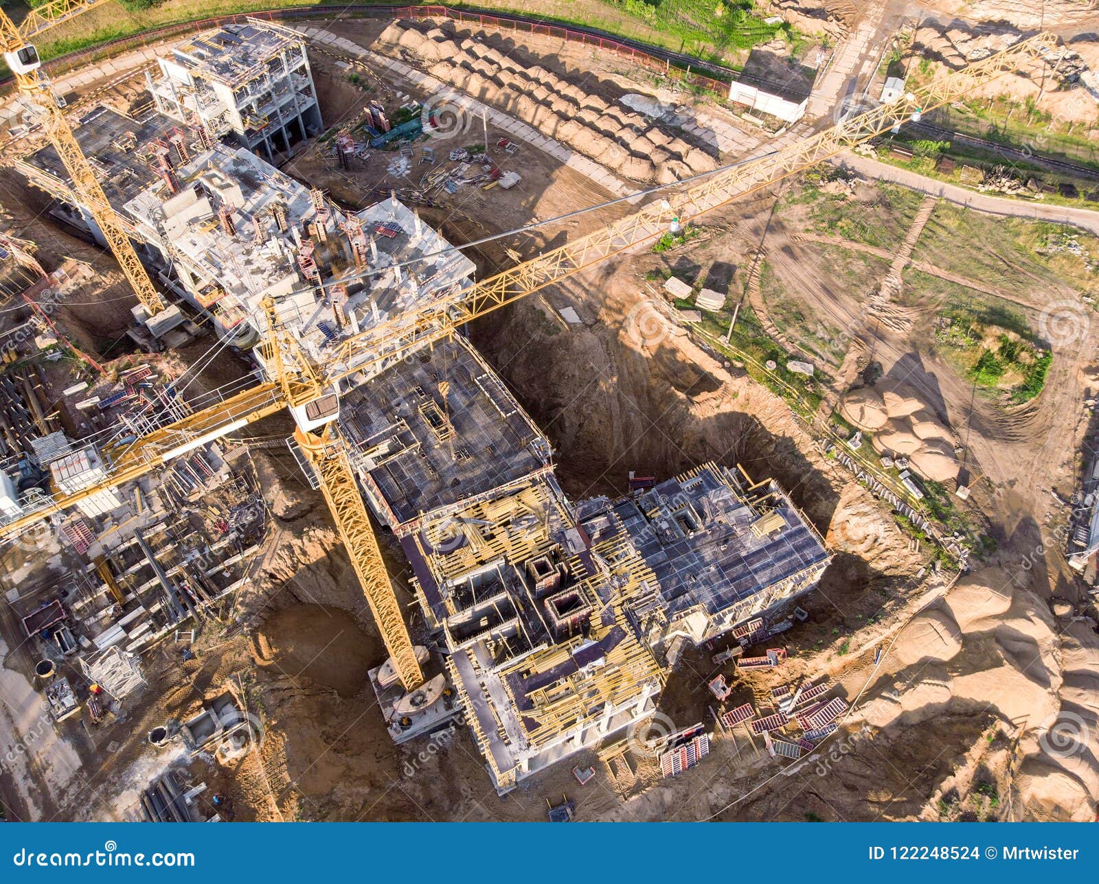 Busy Building Site with Construction Machinery Stock Photo - Image of ...