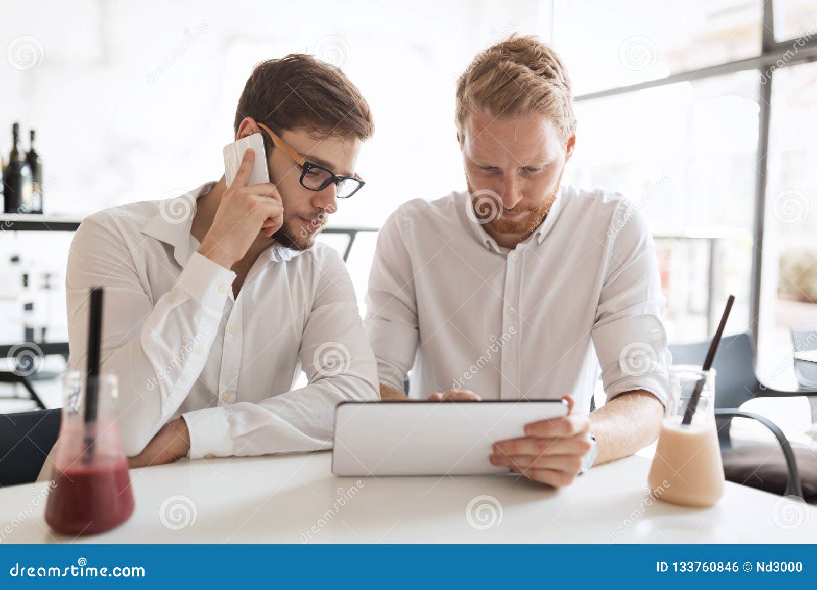 Busy Business People Working on Break Stock Photo - Image of portable ...