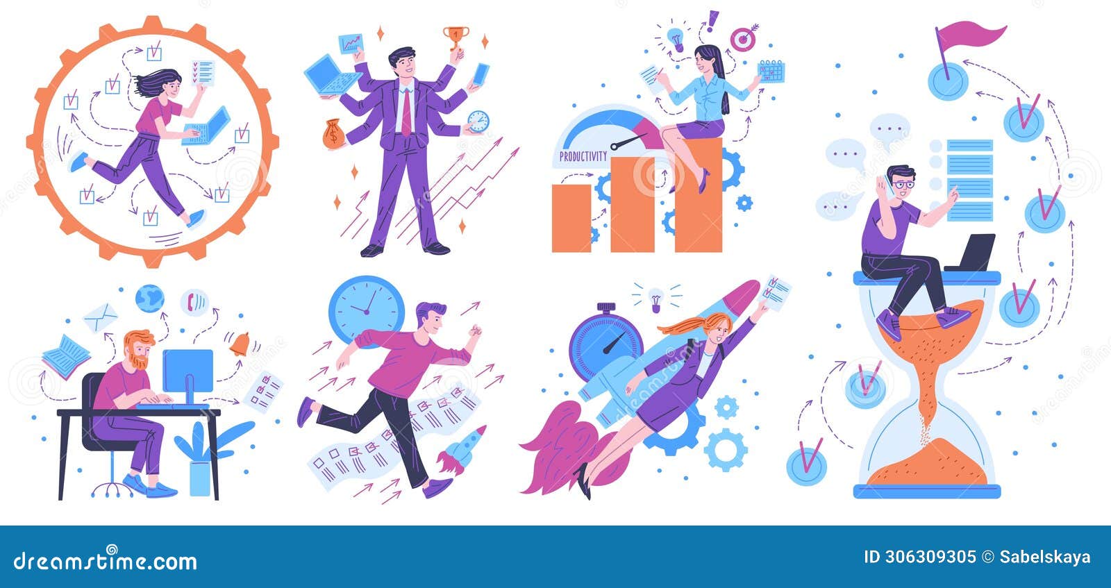 Busy Business People Working and Doing Checklist Tasks, Effective Time ...