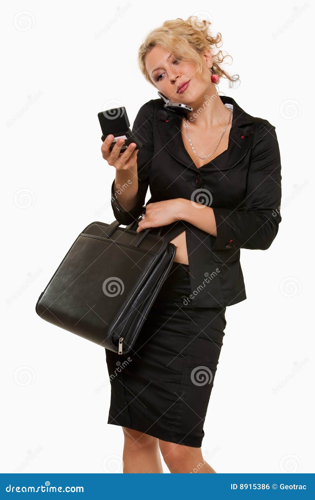 Busy business woman stock photo. Image of lifestyle, pager - 8915386
