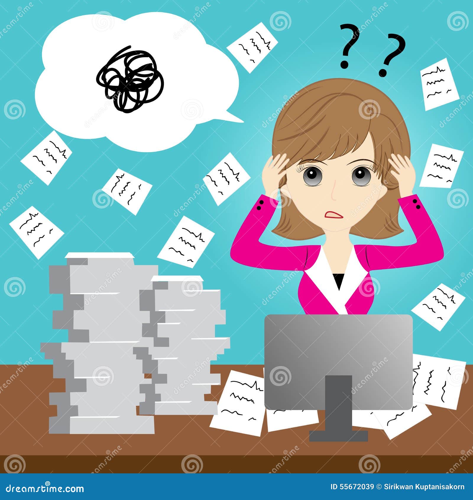 Busy business woman stock vector. Illustration of woman - 55672039