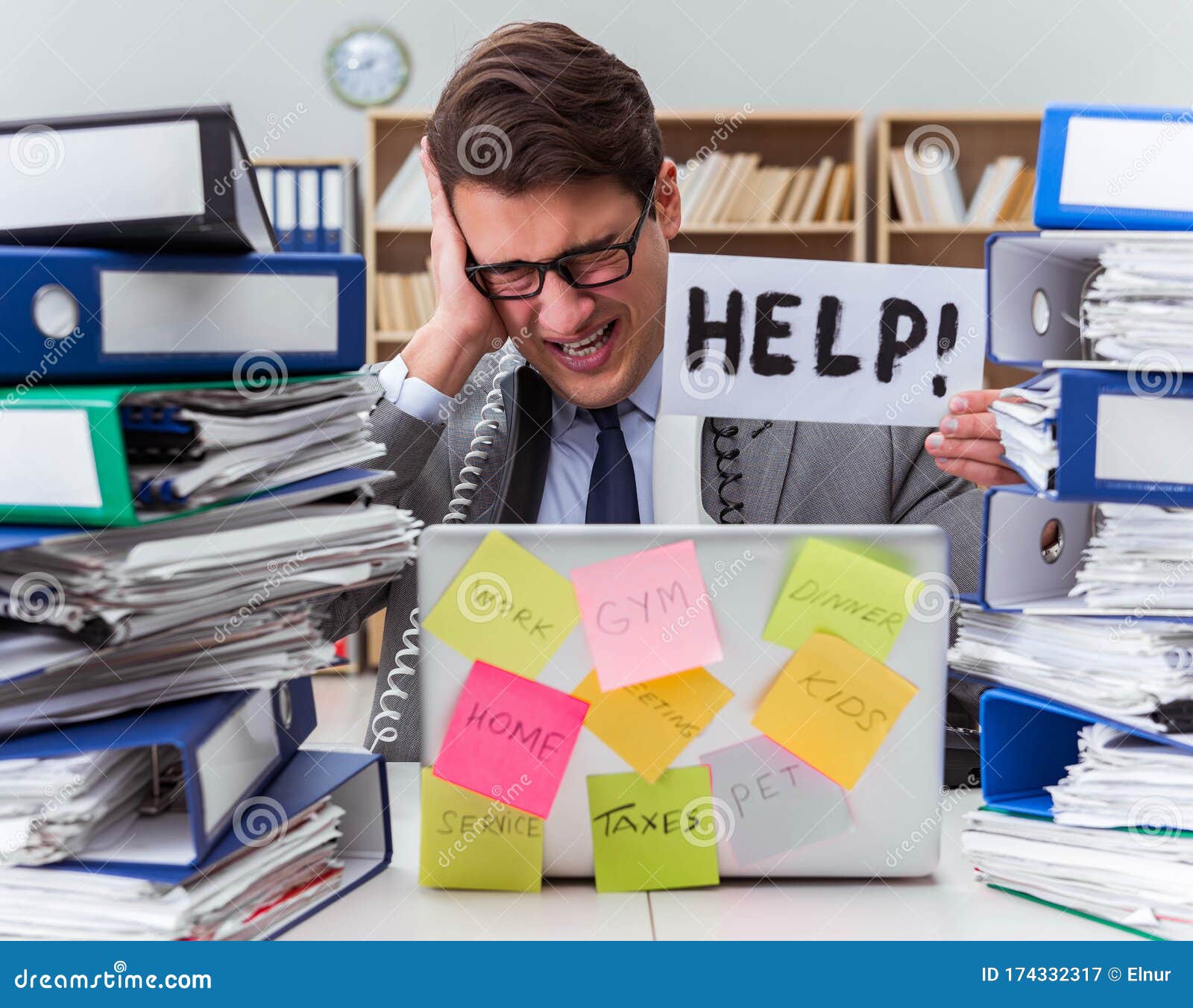 Busy Businessman Asking for Help with Work Stock Image - Image of ...