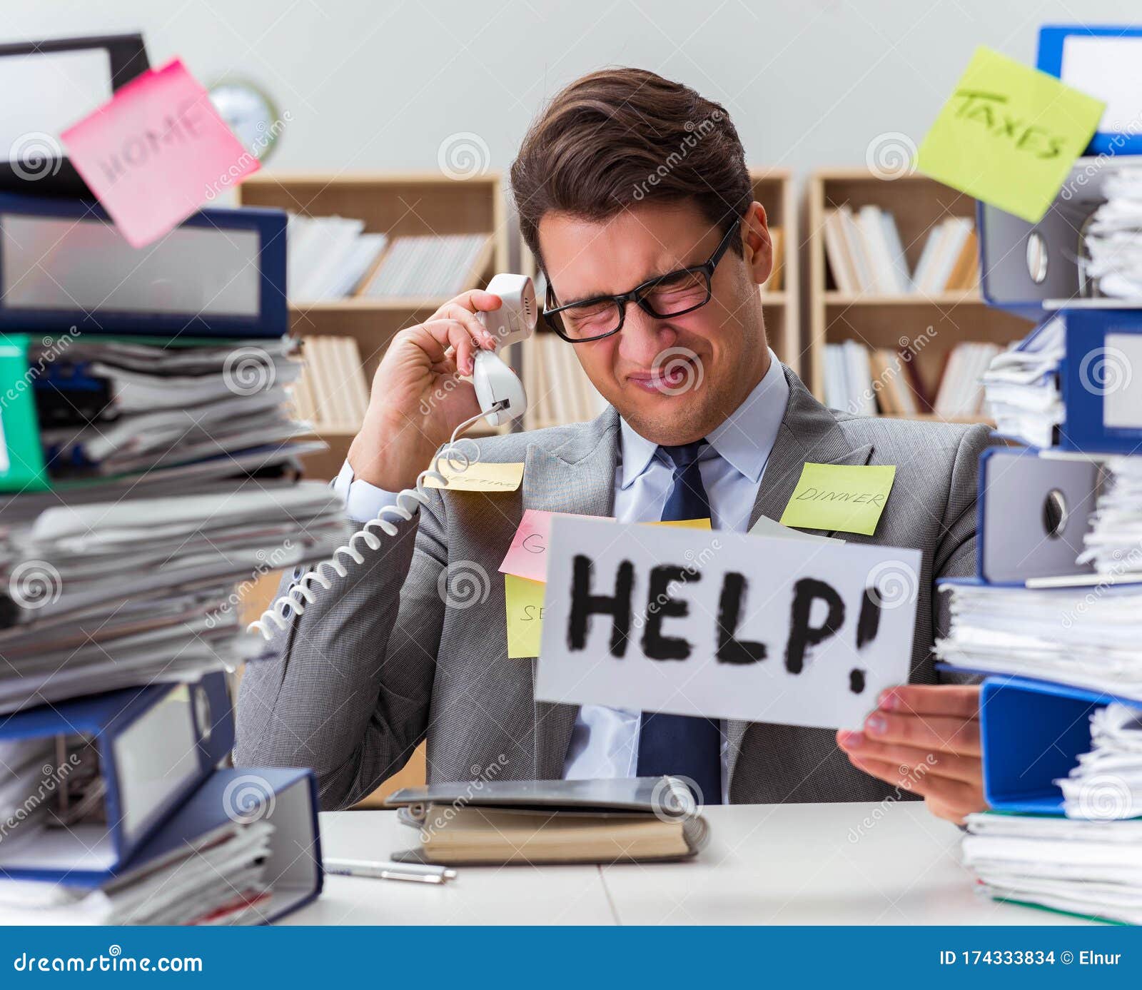 Busy Businessman Asking for Help with Work Stock Photo - Image of multi ...
