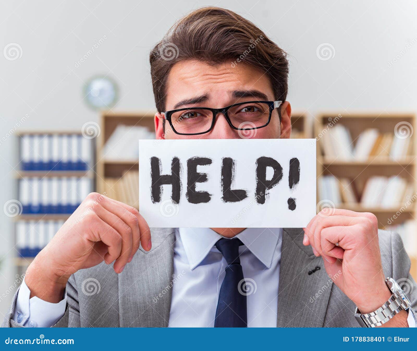 Busy Businessman Asking for Help with Work Stock Image - Image of busy ...